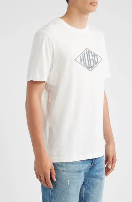 Hugo Dalendi Logo Embroidered T-shirt - Natural