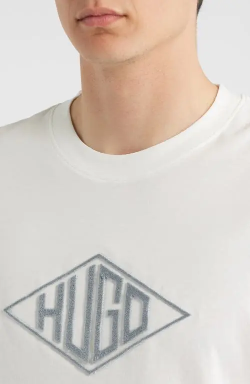 Hugo Dalendi Logo Embroidered T-shirt - Natural