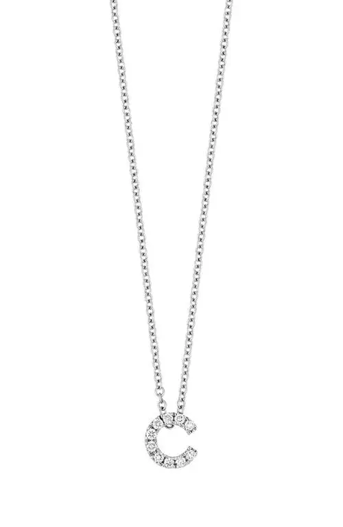 Bony Levy Diamond Pavé Initial Pendant Necklace - 18k White Gold - C