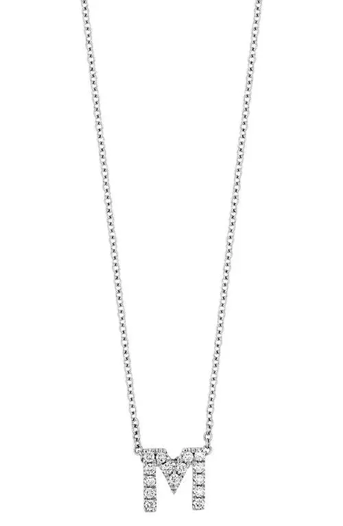Bony Levy Diamond Pavé Initial Pendant Necklace - 18k White Gold - M