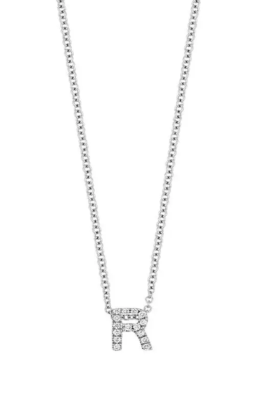 Bony Levy Diamond Pavé Initial Pendant Necklace - 18k White Gold - R