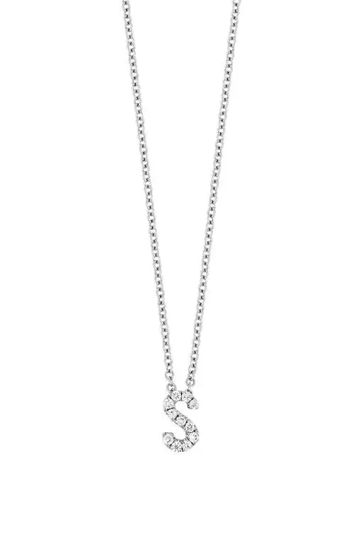 Bony Levy Diamond Pavé Initial Pendant Necklace - 18k White Gold - S