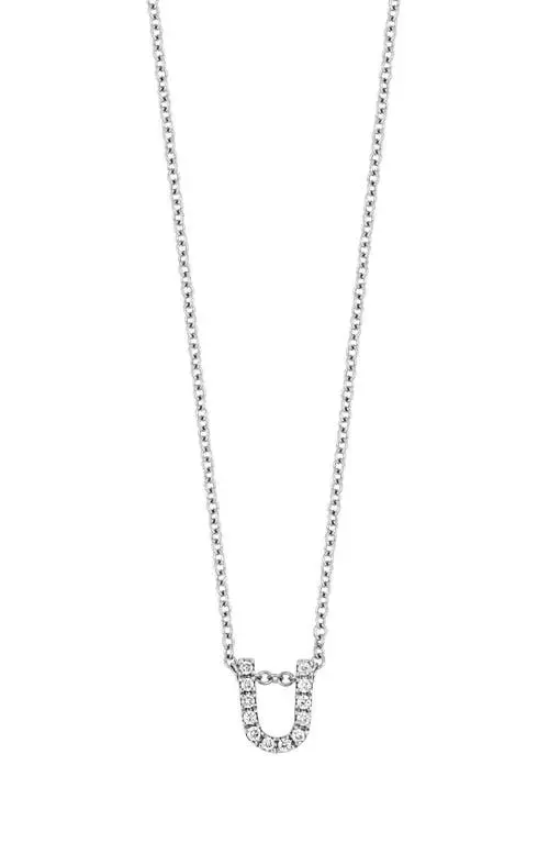 Bony Levy Diamond Pavé Initial Pendant Necklace - 18k White Gold - U