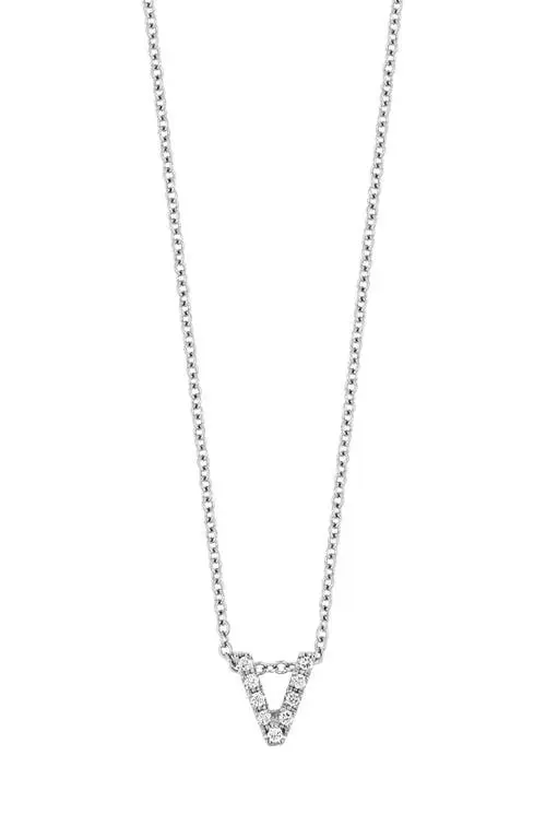 Bony Levy Diamond Pavé Initial Pendant Necklace - 18k White Gold - V
