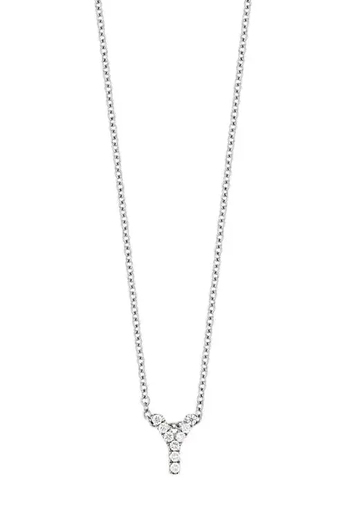 Bony Levy Diamond Pavé Initial Pendant Necklace - 18k White Gold - Y