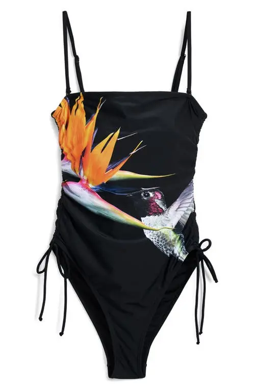 Desigual Hummingbird Printed One-piece Swimsuit - Black