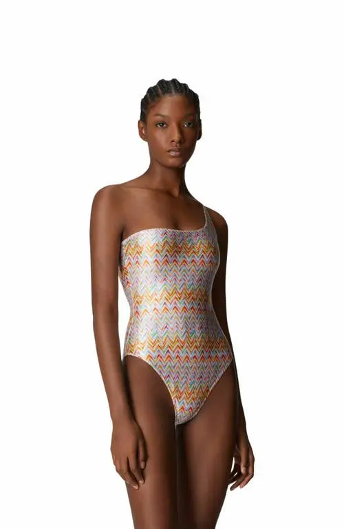 Missoni One-shoulder Zig Zag Swimsuit - Multicoloured
