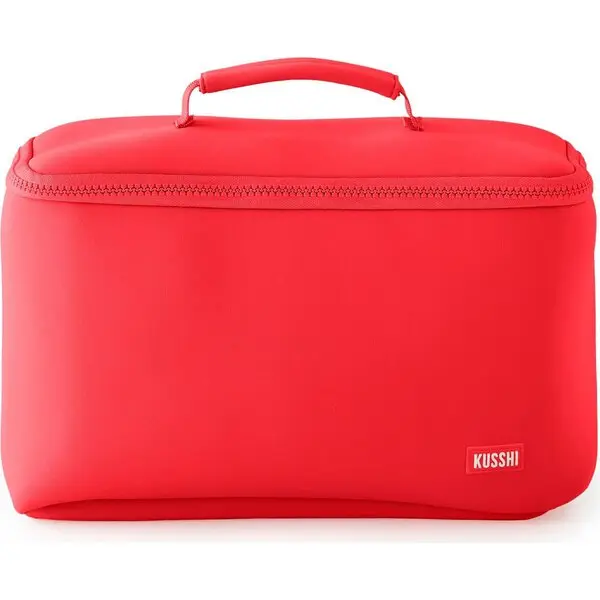 KUSSHI Train Case - Coral Red/periwinkle
