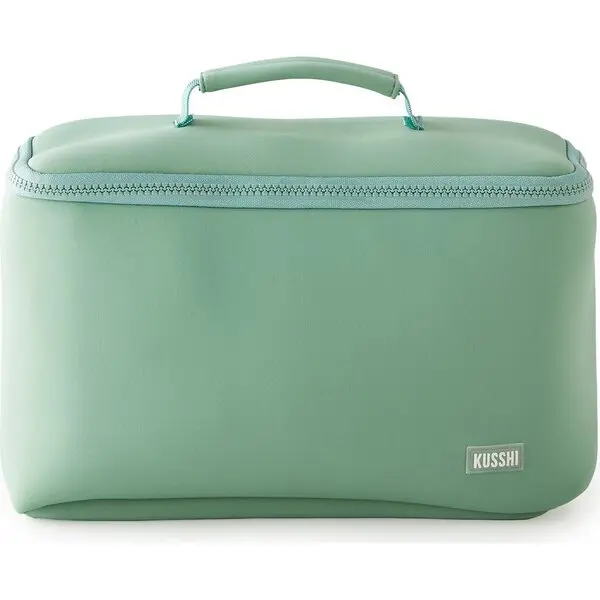 KUSSHI Train Case - Sage Green/ Coral Rose-large
