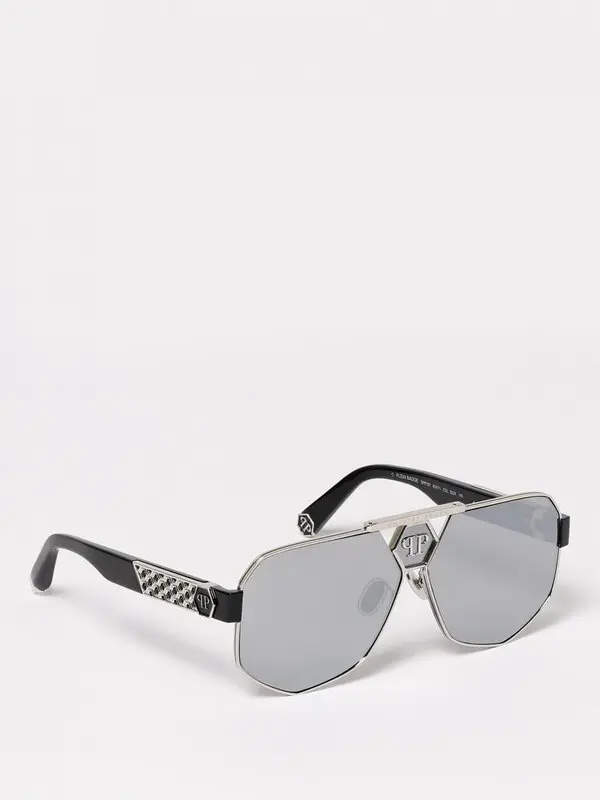 Philipp Plein Hexagonal Frame Aviator Sunglasses - Silver