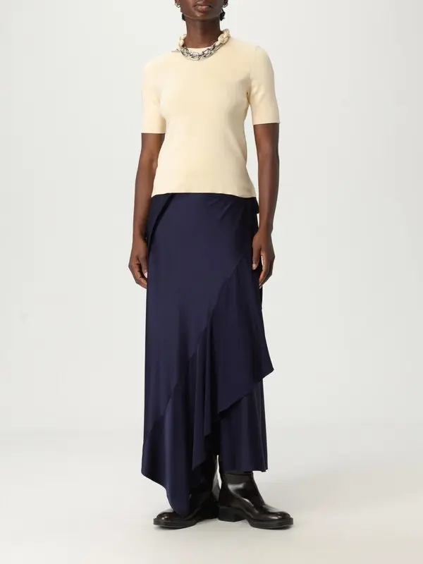 Rabanne Knit T-shirt With Textured Neckline - Beige