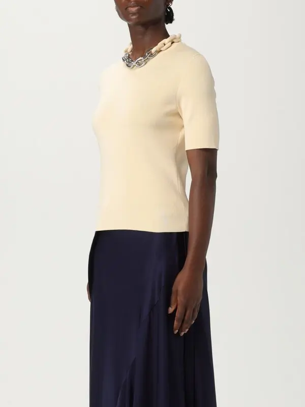 Rabanne Knit T-shirt With Textured Neckline - Beige
