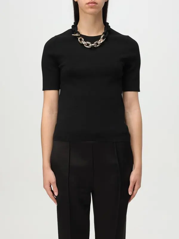 Rabanne Knit T-shirt With Textured Neckline - Black