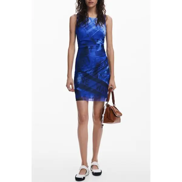 Desigual Abstract Print Mesh Sheath Dress