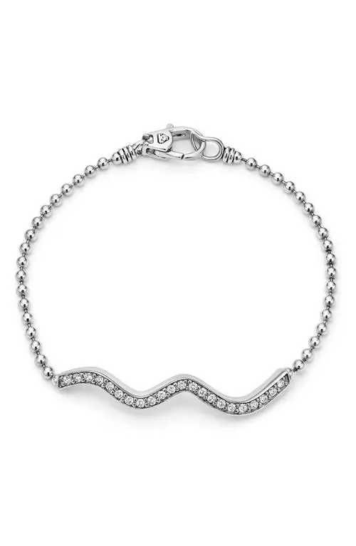 Lagos Caviar Spark Diamond Wave Bracelet - Silver