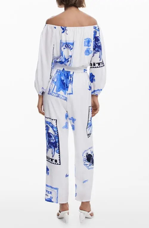 Desigual Printed Off-the-shoulder Jumpsuit