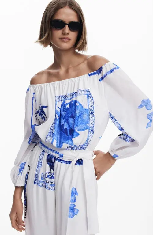Desigual Printed Off-the-shoulder Jumpsuit