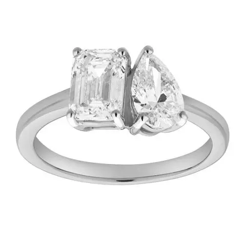 LUVMYJEWELRY 14k Gold 2 Ct. Toi Et Moi Lab Grown Diamond Ring - 14k White Gold