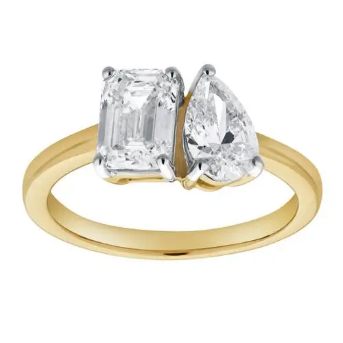 LUVMYJEWELRY 14k Gold 2 Ct. Toi Et Moi Lab Grown Diamond Ring - 14k Yellow Gold