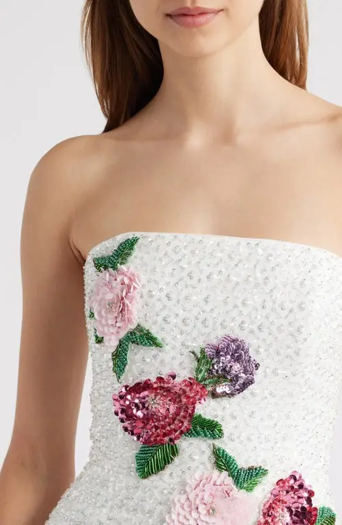 HELSI Frida Floral Appliqué Sequin Mini Dress - White