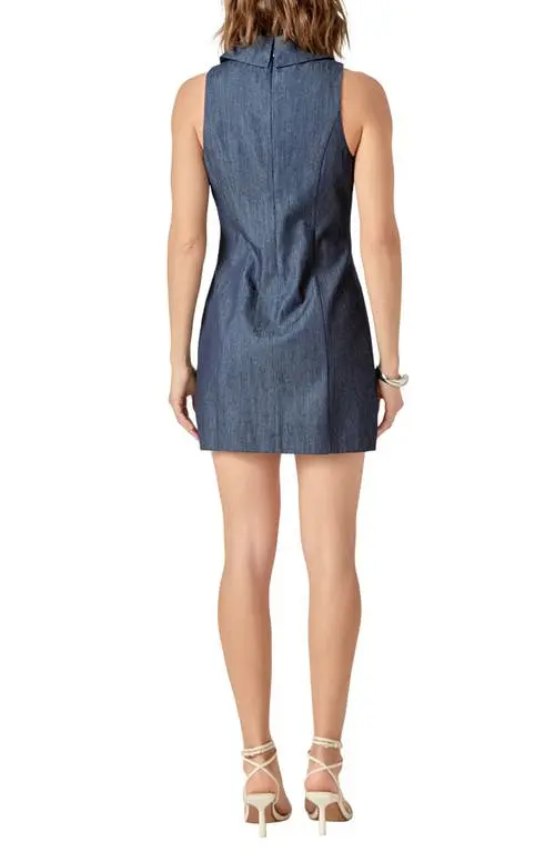 Endless Rose Point Collar Denim Mini Shirtdress