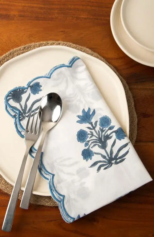 MELA ARTISANS Azure Handblocked Napkin Set