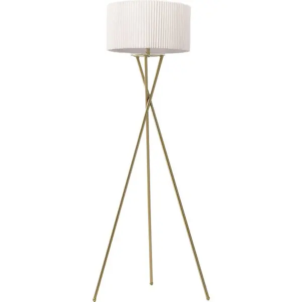 BRIGHTECH Jaxon Pleated 60" Smart Home Compatible Led Twisted Tripod Floor Lamp - Polished Gold