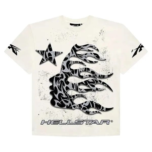 HELLSTAR Glitter P2p T-shirt 'black - Cream