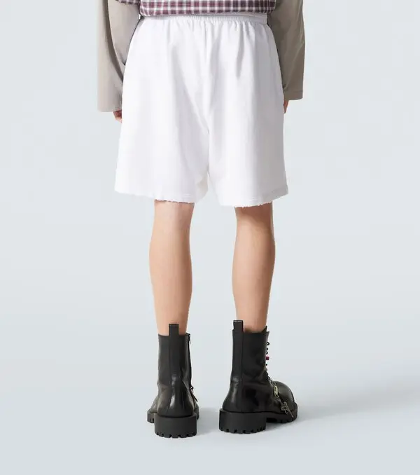 Balenciaga Logo Fleece Shorts - White