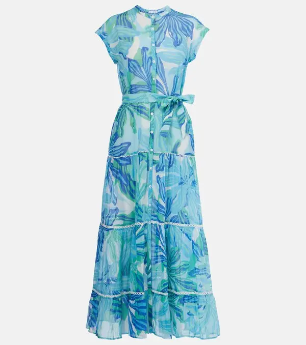 Poupette St Barth Kora Printed Cotton Gauze Maxi Dress - Blue