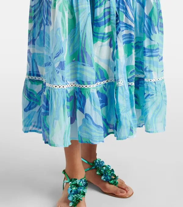 Poupette St Barth Kora Printed Cotton Gauze Maxi Dress - Blue