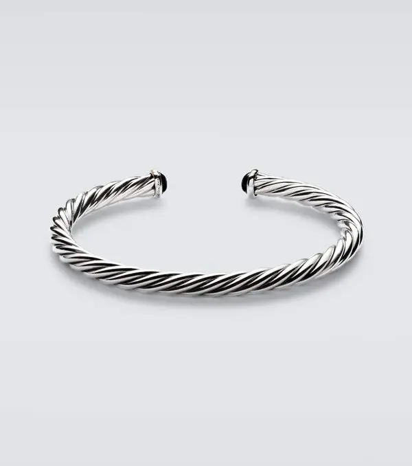David Yurman Cable Cuff Bracelet With Onyx - Silver