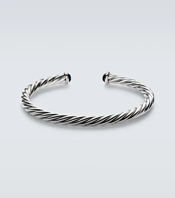 David Yurman 14k Yellow Gold And Sterling Onyx Cuff Bracelet - Silver