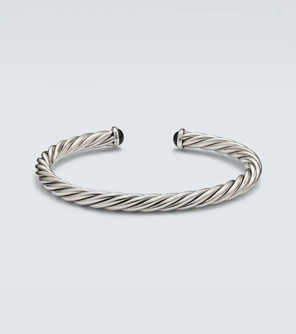 David Yurman 14k Yellow Gold And Sterling Onyx Cuff Bracelet