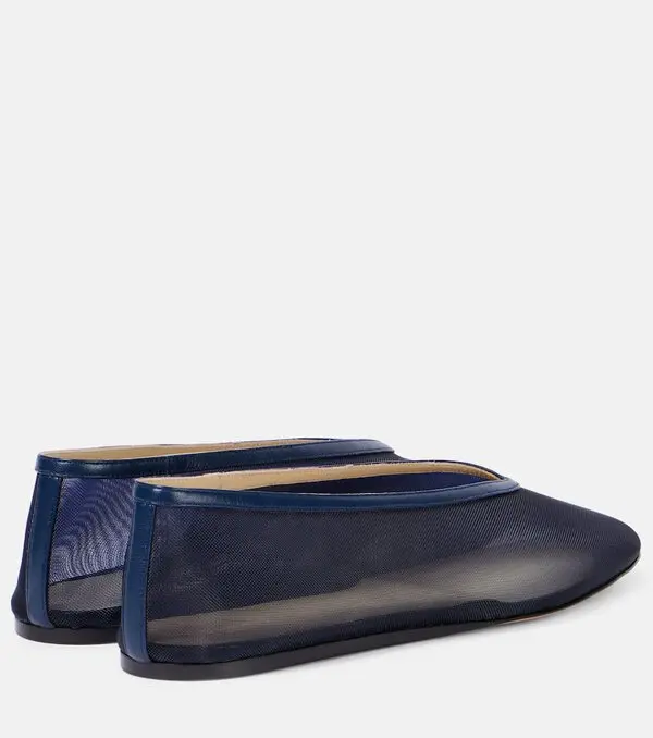 Le Monde Beryl Luna Leather-trimmed Mesh Ballet Flats - Blue