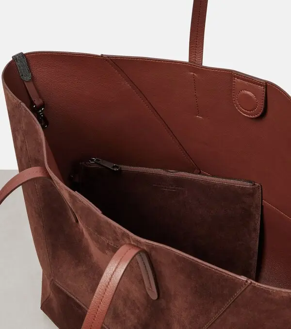 Brunello Cucinelli Bc Duo Large Suede Tote - Brown