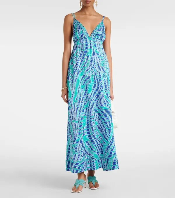 Poupette St Barth Cassandra Printed Satin Slip Dress - Multicoloured