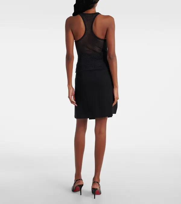 COURREGES Courrèges Scuba Cotton Mesh Tank Top - Black