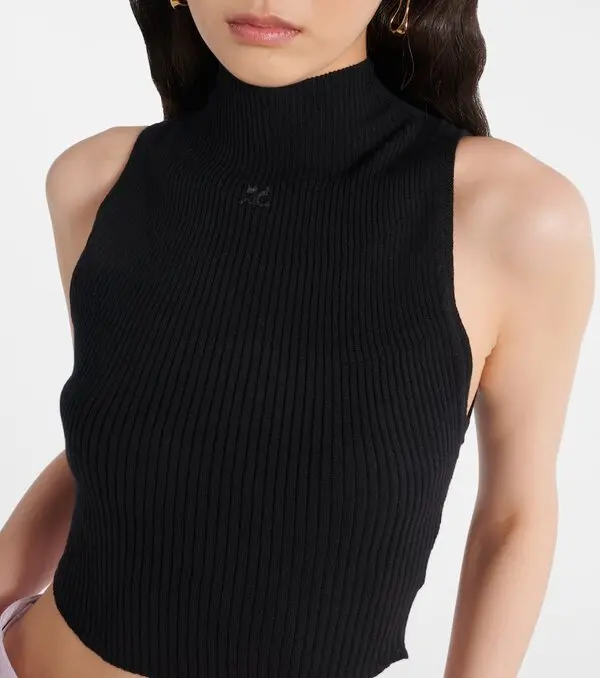 COURREGES Ribbed Cotton And Wool Tank Top
