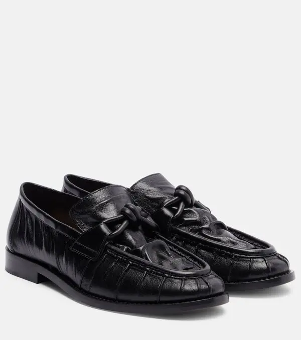 Bottega Veneta Astaire Knot Leather Loafers - Black