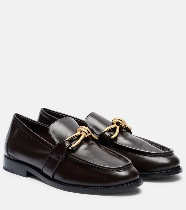 Bottega Veneta Astaire Knot Leather Loafers - Brown