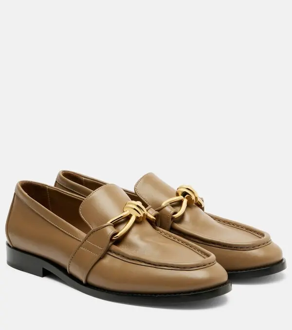Bottega Veneta Astaire Knot Leather Loafers - Green