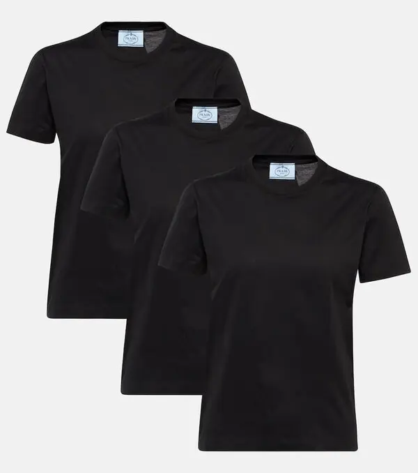 Prada Pack Of 3 Cotton T-shirts - Black