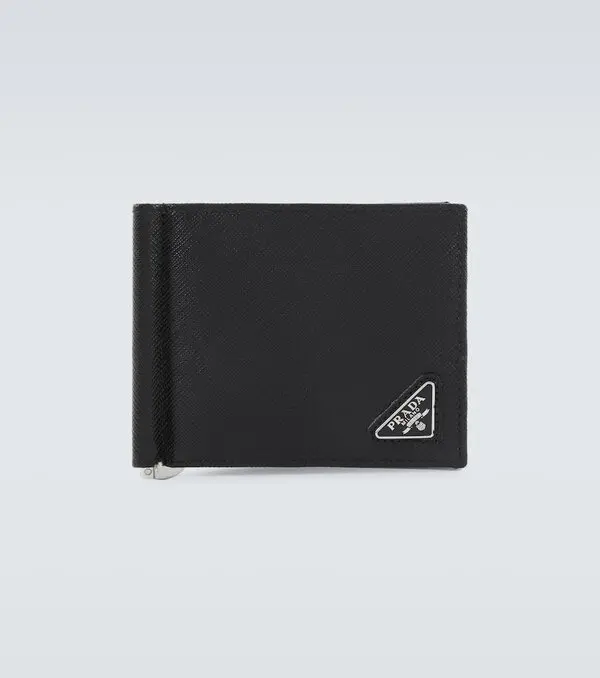 Prada Saffiano Metal Money Clip Wallet - Black