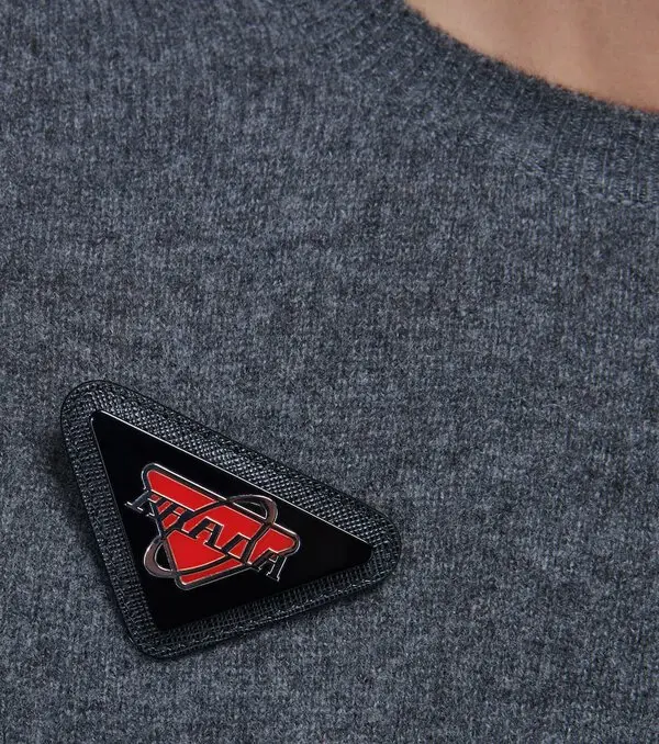 Prada Leather-trimmed Logo Badge