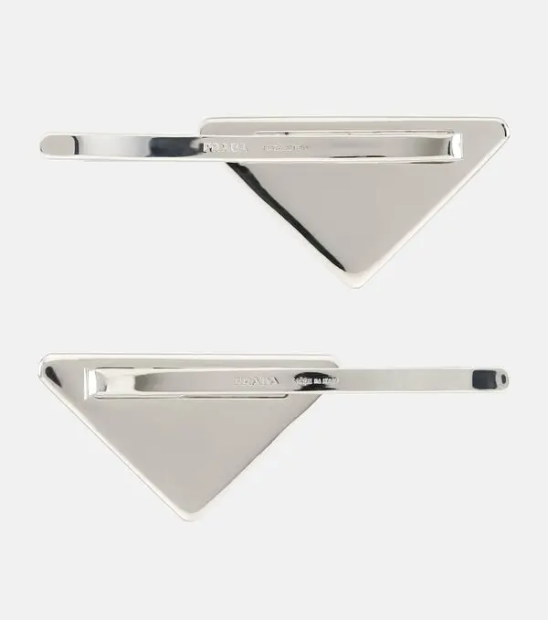 Prada Set Of Two Logo Hair Clips - Black