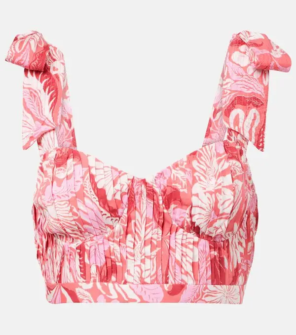 Poupette St Barth Carla Pleated Crop Top - Pink