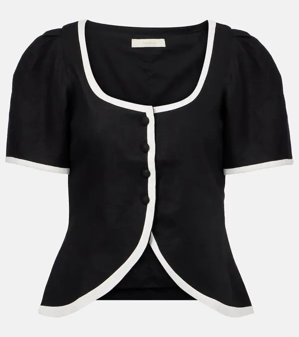 Faithfull The Brand Emma Linen Top - Black