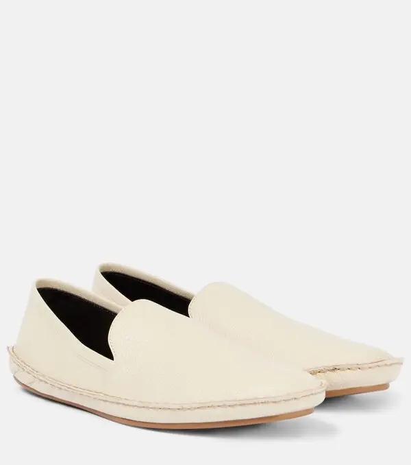 THE ROW Vasko Leather Slip-on Shoes - White