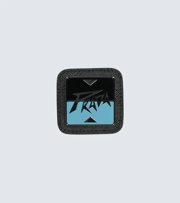 Prada Leather-trimmed Logo Badge - Black